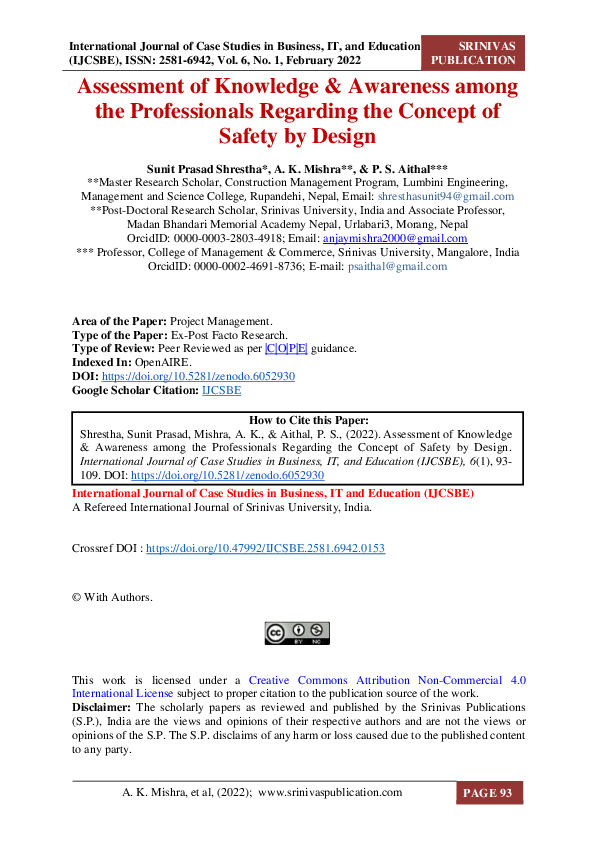 (PDF) Assessment of Knowledge & Awareness among the Professionals ...