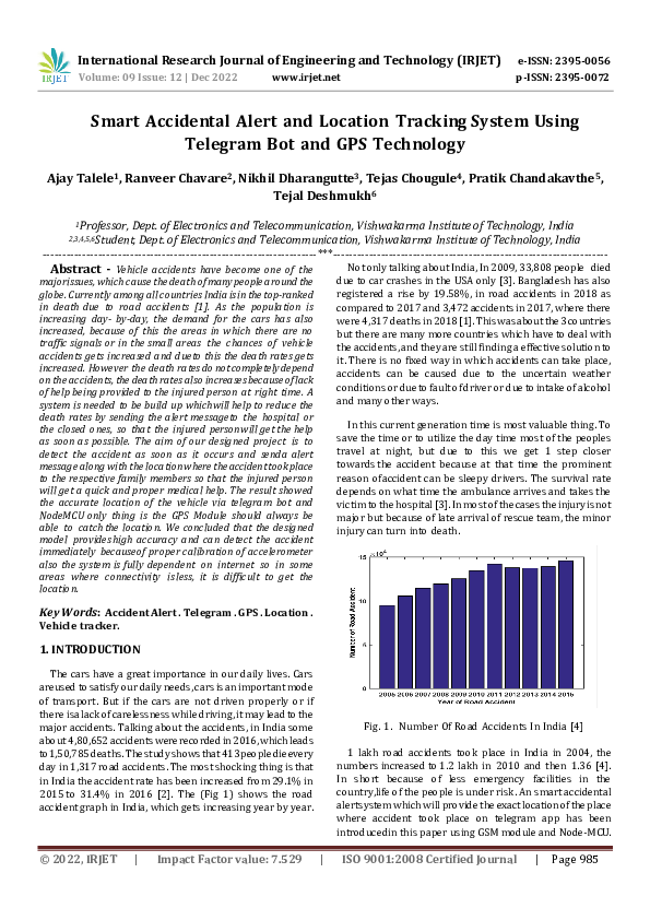 (PDF) Smart Accidental Alert and Location Tracking System Using Telegram Bot and GPS Technology
