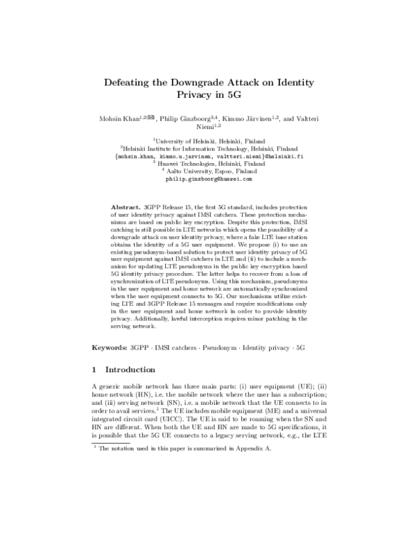 (PDF) Defeating the Downgrade Attack on Identity Privacy in 5G | Philip Ginzboorg - Academia.edu
