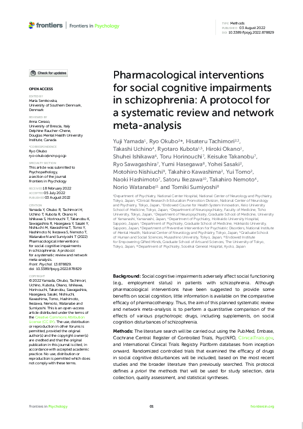 (PDF) Pharmacological interventions for social cognitive impairments in schizophrenia: A ...