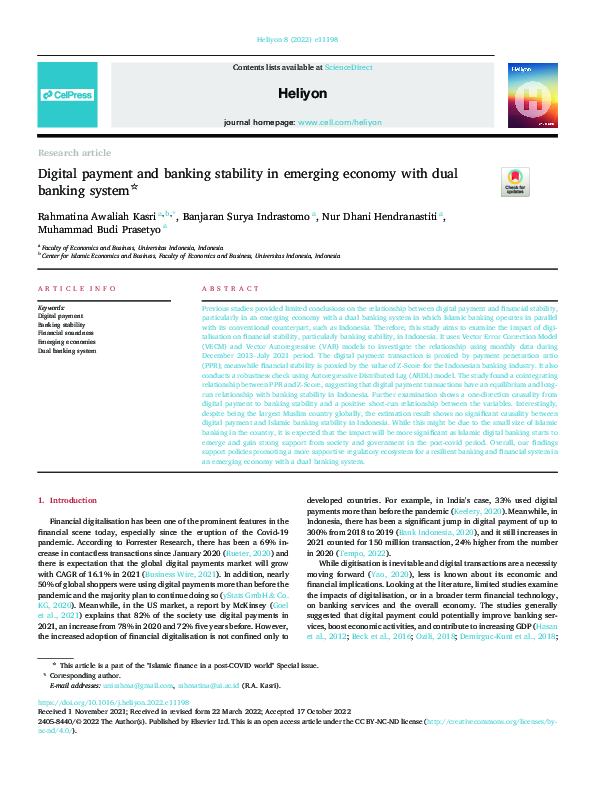 (PDF) Digital payment and banking stability in emerging economy with ...