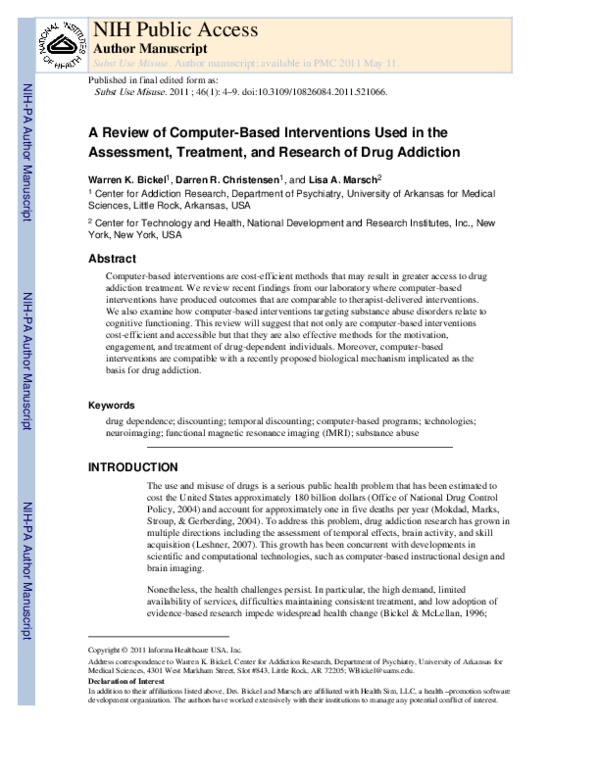(PDF) A Review of Computer-Based Interventions Used in the Assessment ...