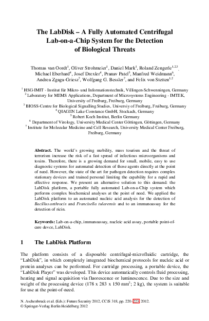 (PDF) The LabDisk – A Fully Automated Centrifugal Lab-on-a-Chip System for the Detection of ...