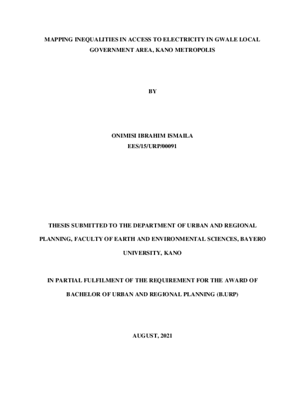 (PDF) MAPPING INEQUALITIES IN ACCESS TO ELECTRICITY IN GWALE LOCAL ...