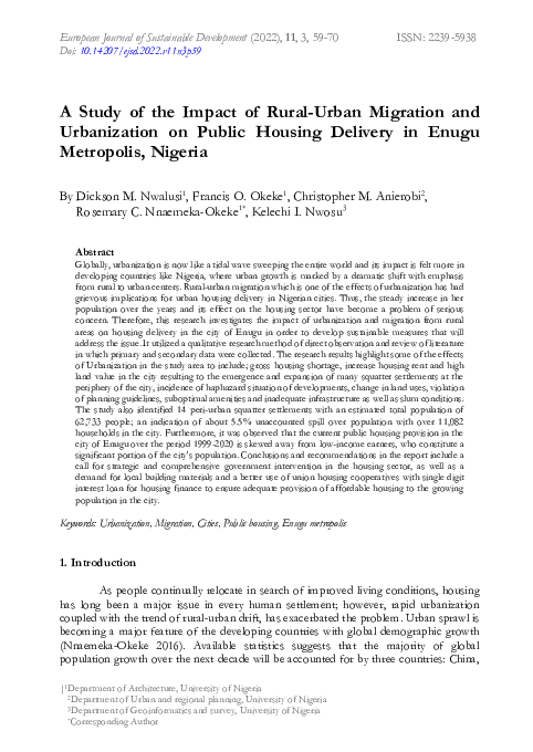 (PDF) A Study of the Impact of Rural-Urban Migration and Urbanization ...