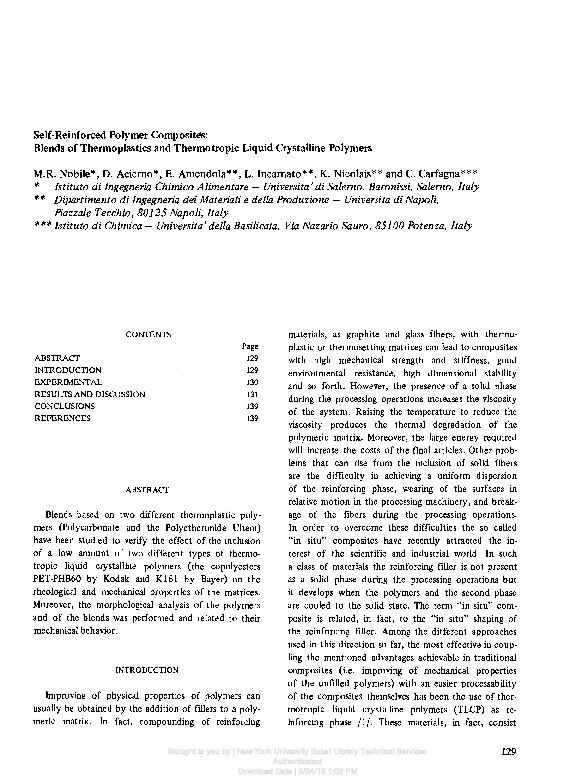 (PDF) Self-Reinforced Polymer Composites: Blends of Thermoplastics and ...