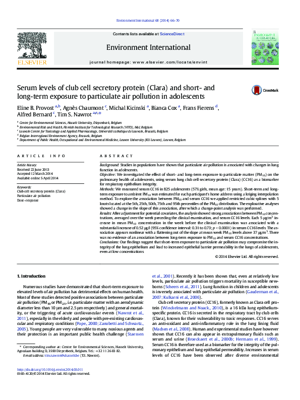 (PDF) Serum levels of club cell secretory protein (Clara) and short ...