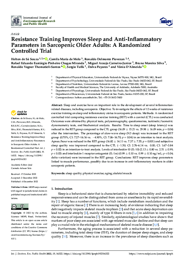 (PDF) Resistance Training Improves Sleep and Anti-Inflammatory Parameters in Sarcopenic Older ...