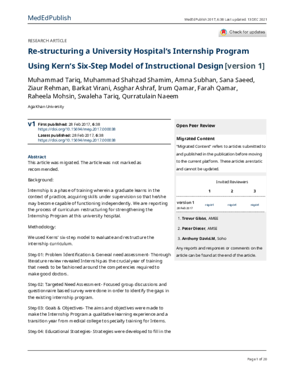(PDF) Re-structuring a University Hospital’s Internship Program Using ...
