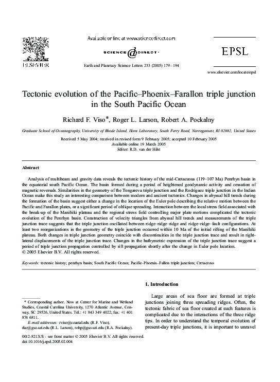 (PDF) Tectonic evolution of the Pacific–Phoenix–Farallon triple ...