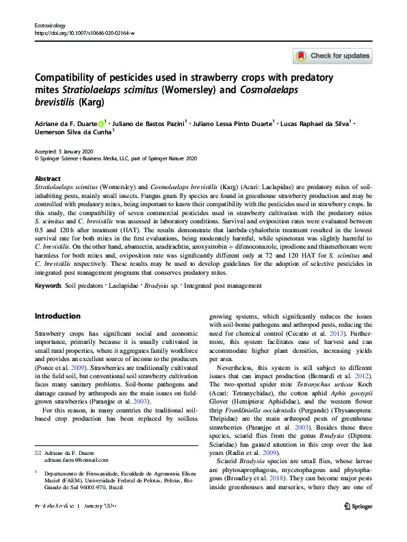 (PDF) Compatibility of pesticides used in strawberry crops with ...