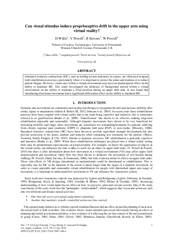 (PDF) Can Visual Stimulus Induce Proprioceptive Drift in the Upper Arm ...