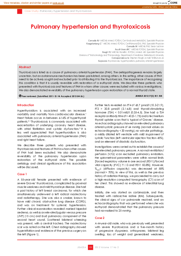 (PDF) Pulmonary hypertension and thyrotoxicosis