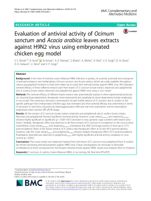 (PDF) Evaluation of antiviral activity of Ocimum sanctum and Acacia ...