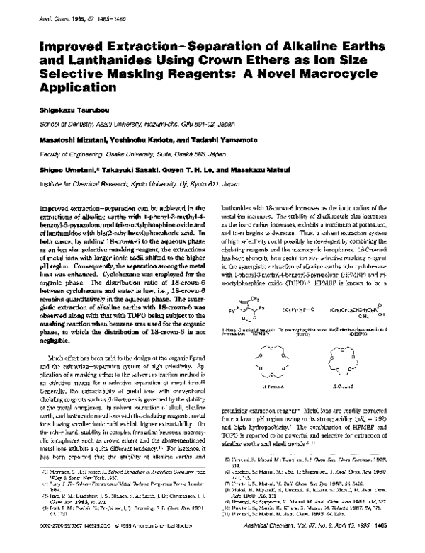 (PDF) Solvent extraction of alkaline earths and lanthanides using crown ...