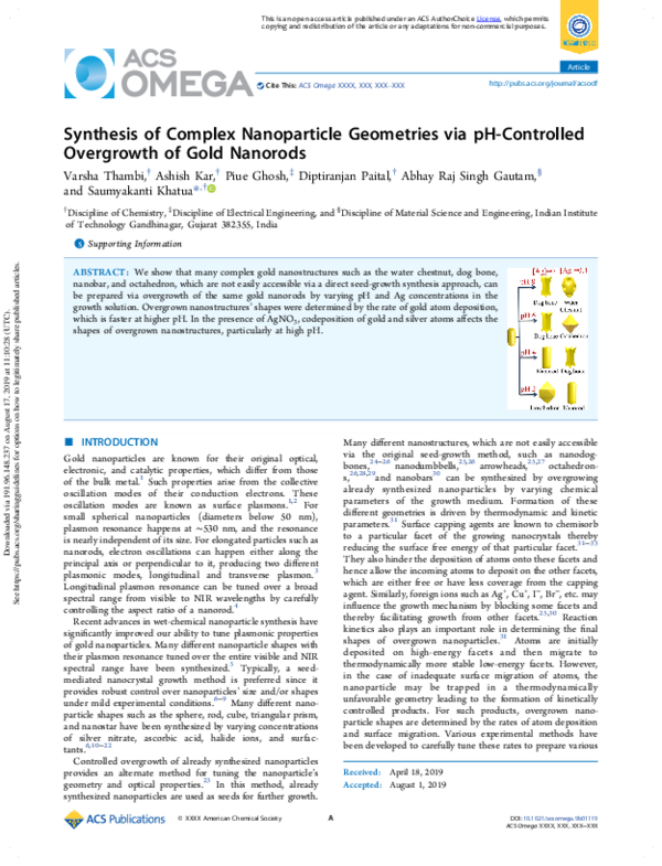 (PDF) Synthesis of Complex Nanoparticle Geometries via pH-Controlled Overgrowth of Gold Nanorods