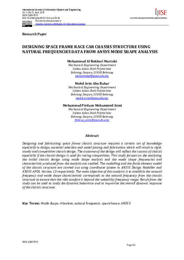 (PDF) Designing Space Frame Race Car Chassis Structure Using Natural ...