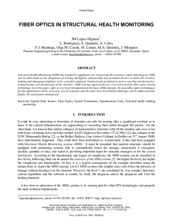 (PDF) Fiber Optics in Structural Health Monitoring