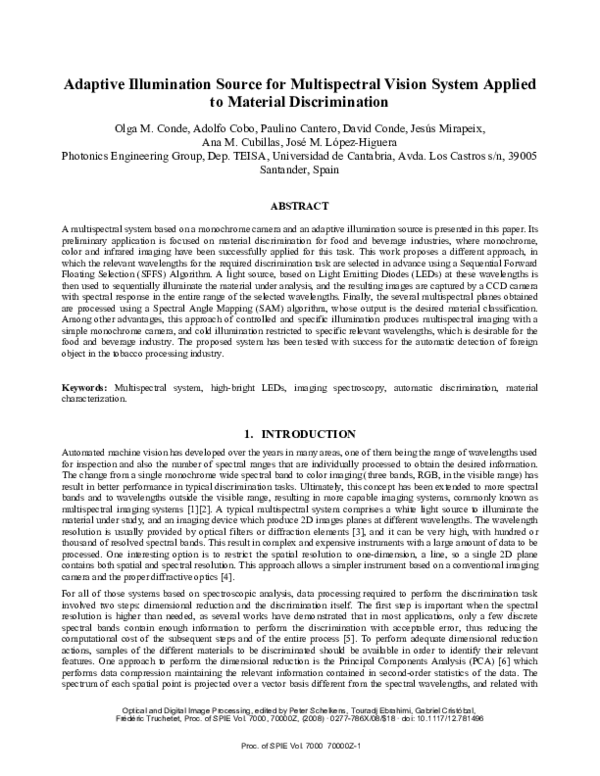 (PDF) Adaptive illumination source for multispectral vision system applied to material ...