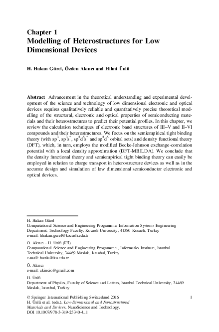 (PDF) Modelling of Heterostructures for Low Dimensional Devices