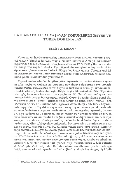 (PDF) The Weavings of "Heybe" and "Torba" by the ”Yörük"s from the West ...