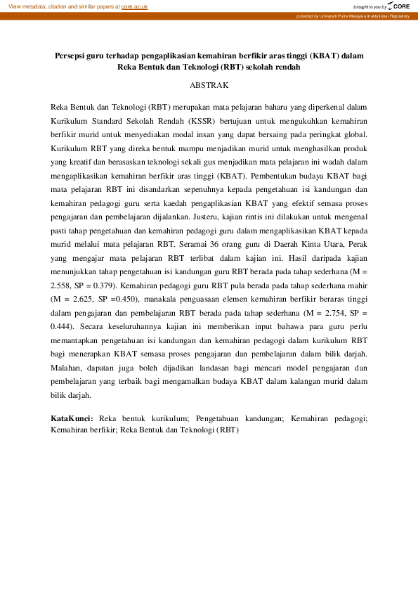 (PDF) Persepsi guru terhadap pengaplikasian kemahiran berfikir aras ...