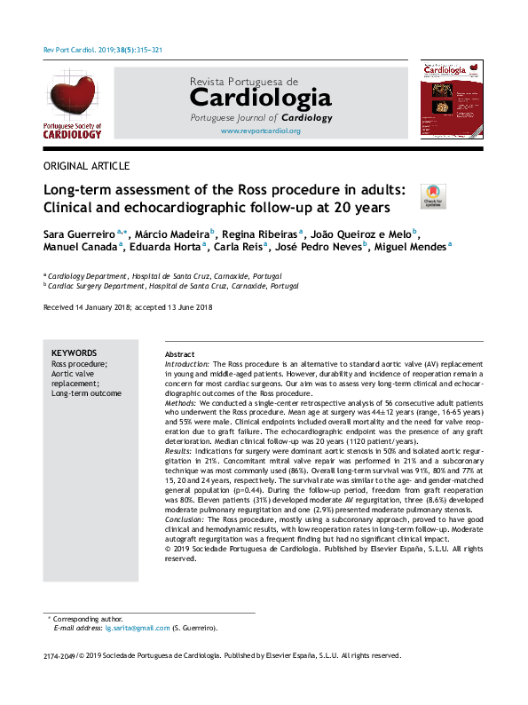 (PDF) Long-term assessment of the Ross procedure in adults: Clinical ...