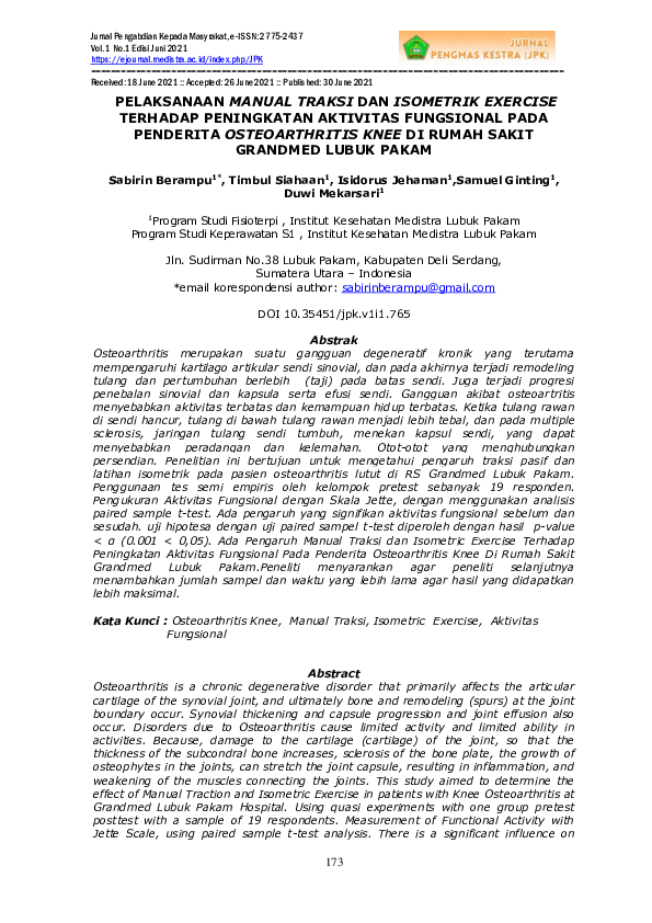 (PDF) Pelaksanaan Manual Traksi Dan Isometrik Exercise Terhadap ...