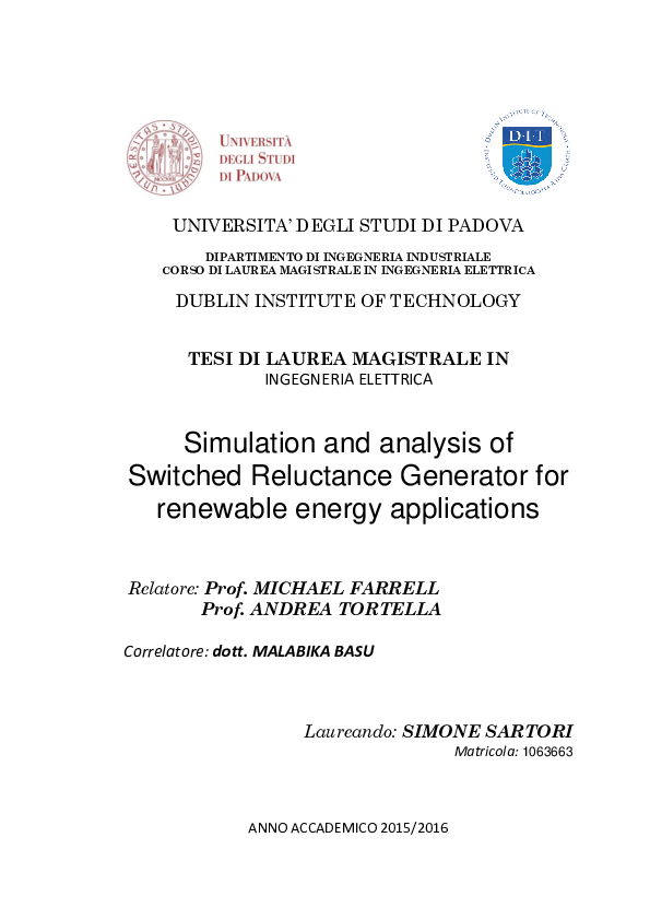 Pdf Simulation And Analysis Of Switched Reluctance Generator For Renewable Energy Applications