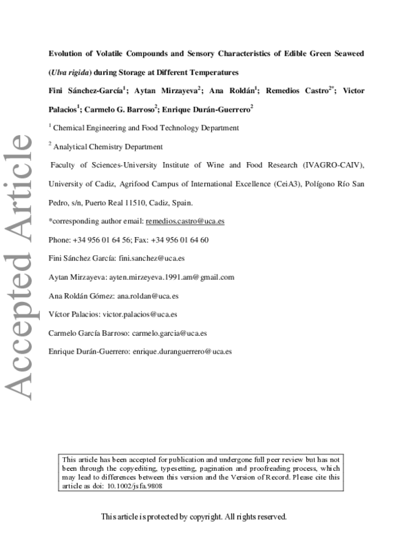 (PDF) Evolution of volatile compounds and sensory characteristics of ...