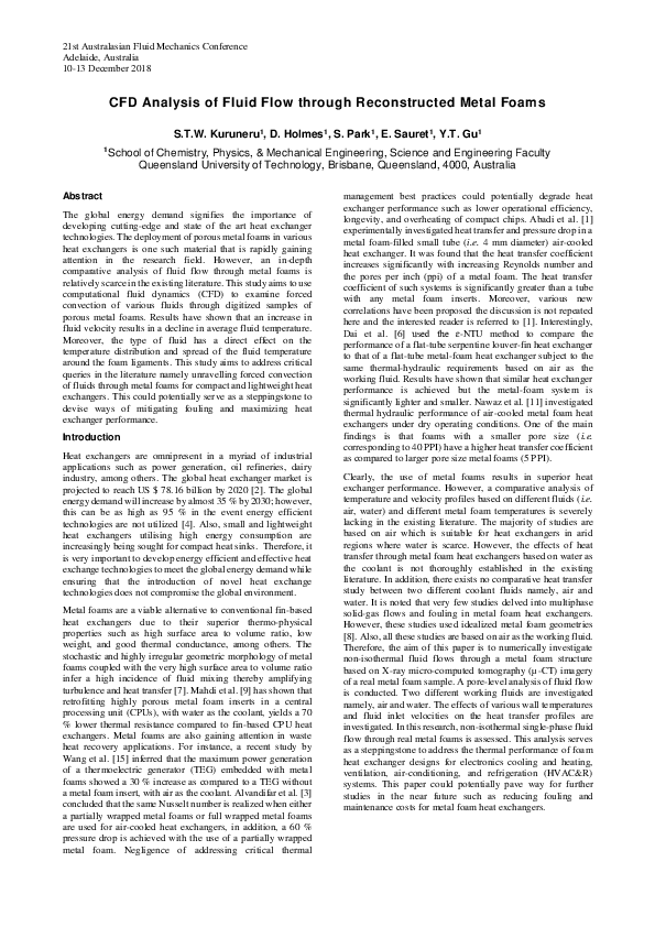 (PDF) CFD analysis of fluid flow through reconstructed metal foams