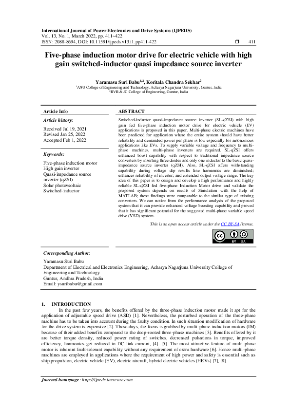 (PDF) Five-phase induction motor drive for electric vehicle with high ...
