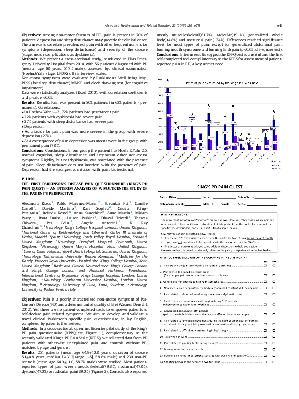 (PDF) The First Parkinson's Disease Pain Questionnaire (King's PD Pain ...