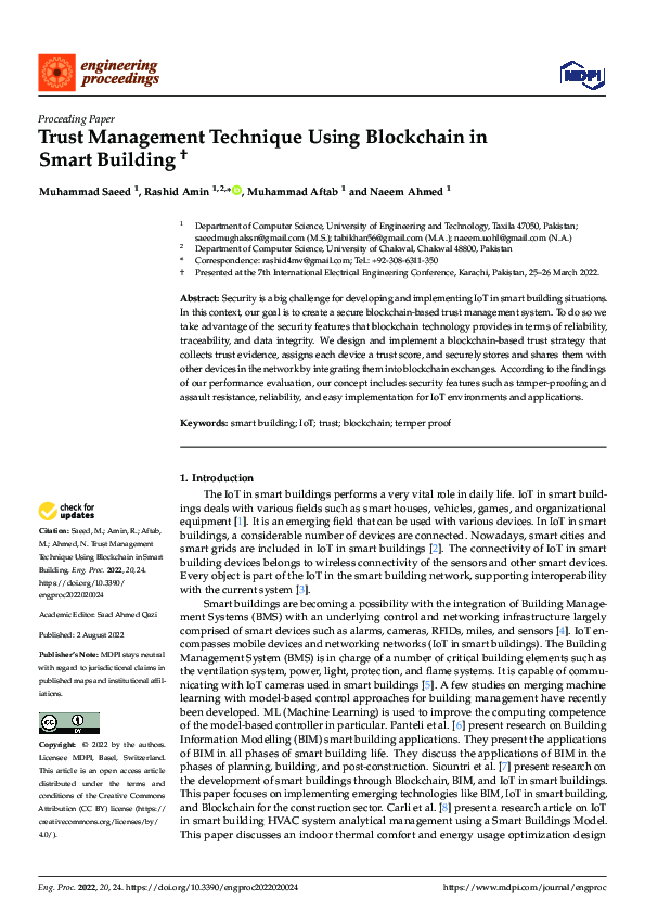 (PDF) Trust Management Technique Using Blockchain in Smart Building