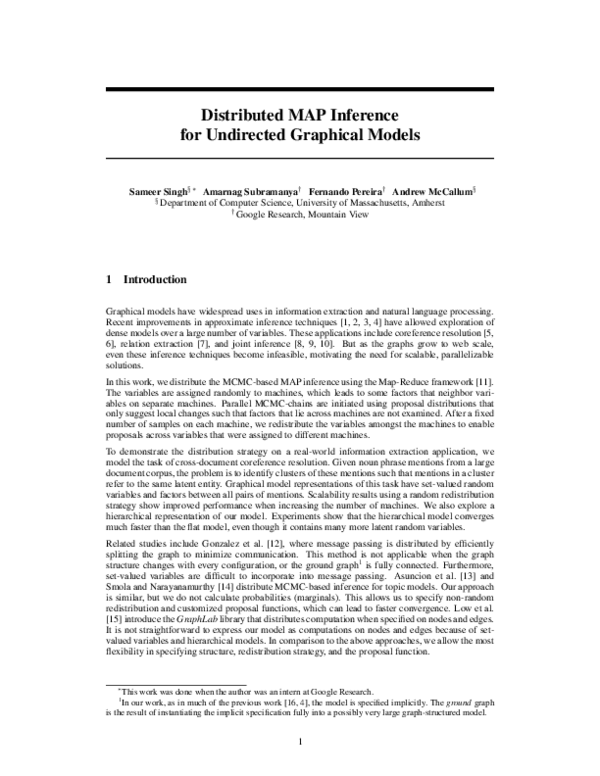 (PDF) Distributed map inference for undirected graphical models
