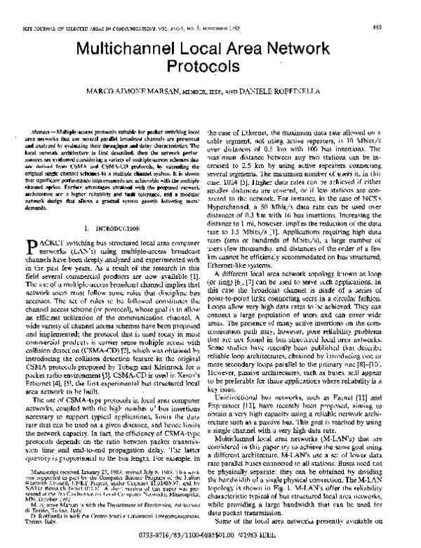 (PDF) Multichannel Local Area Network Protocols