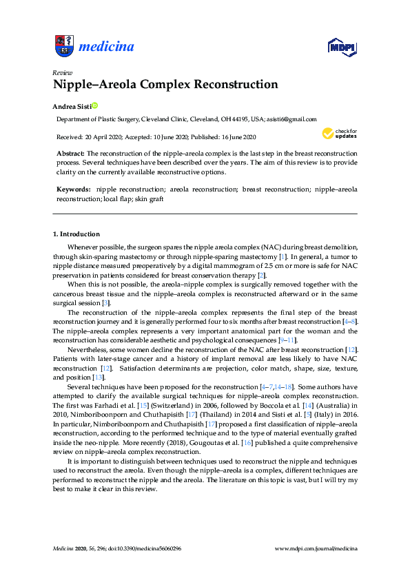 (PDF) Nipple-Areola Complex Reconstruction