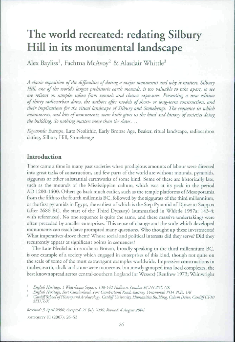 (PDF) The world recreated: redating Silbury Hill in its monumental ...