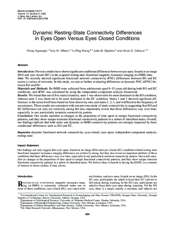 (PDF) Dynamic Resting-State Connectivity Differences in Eyes Open ...