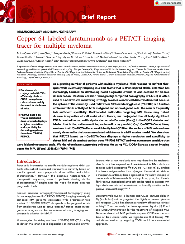 (PDF) Copper-64-labeled daratumumab as a PET/CT imaging tracer for ...