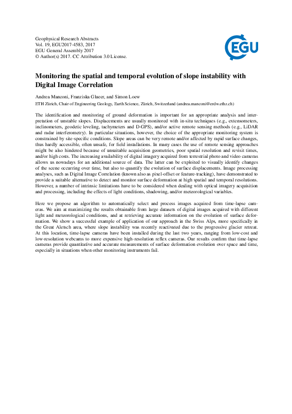 (PDF) Monitoring the spatial and temporal evolution of slope ...