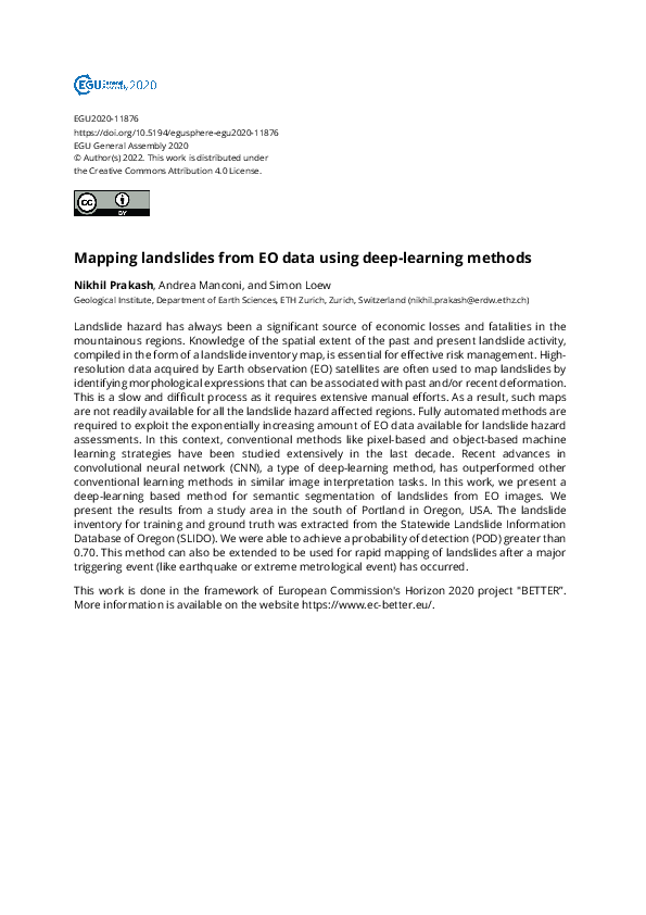 (PDF) Mapping landslides from EO data using deep-learning methods