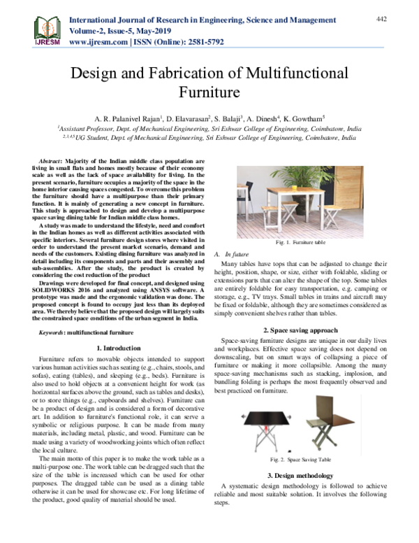 (PDF) Design and Fabrication of Multifunctional Furniture