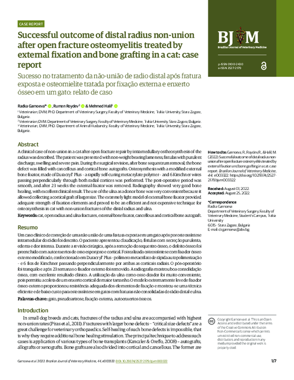 (PDF) Successful outcome of distal radius non-union after open fracture ...