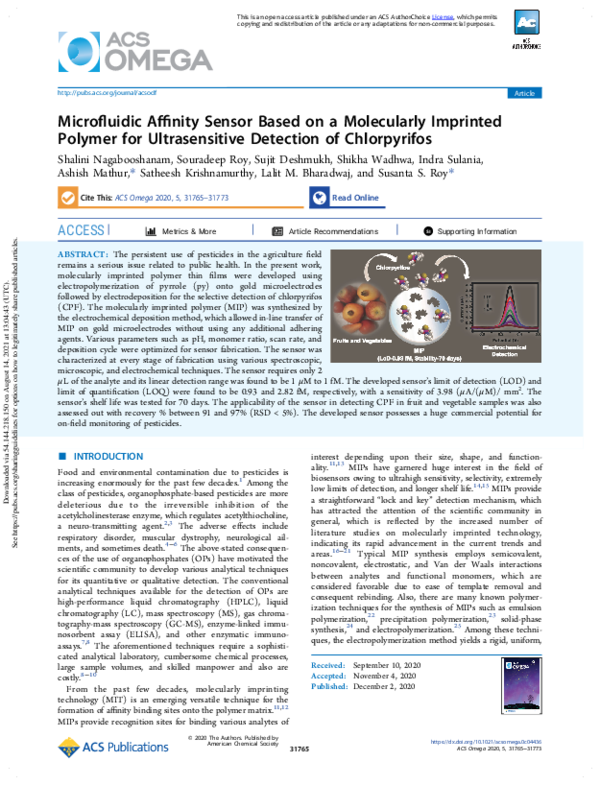 (PDF) Microfluidic Affinity Sensor Based on a Molecularly Imprinted ...