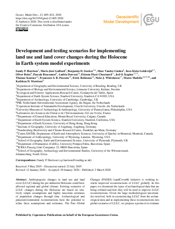 (PDF) Development and testing scenarios for implementing land use and ...