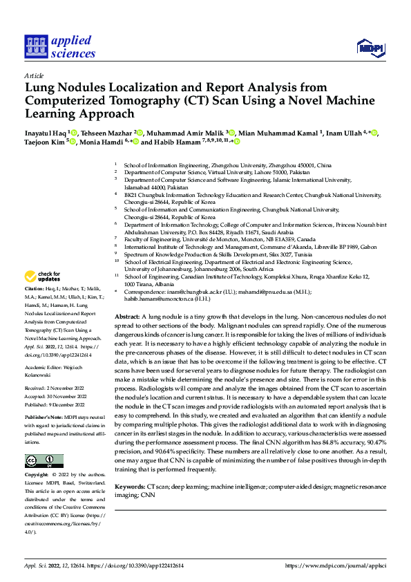 Pdf Lung Nodules Localization And Report Analysis From Computerized Tomography Ct Scan Using