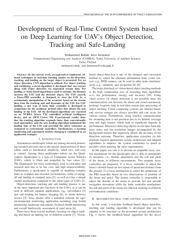 Pdf Development Of Real Time Control System Based On Deep Learning For Uavs Object Detection