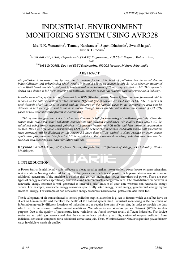 Pdf Industrial Environment Monitoring System Using Avr328 Swati Bhagat