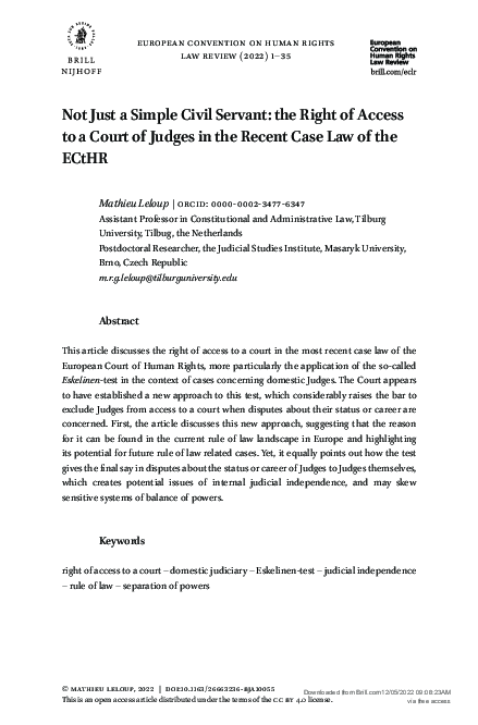 (PDF) Judicial Access Rights in ECtHR Case Law